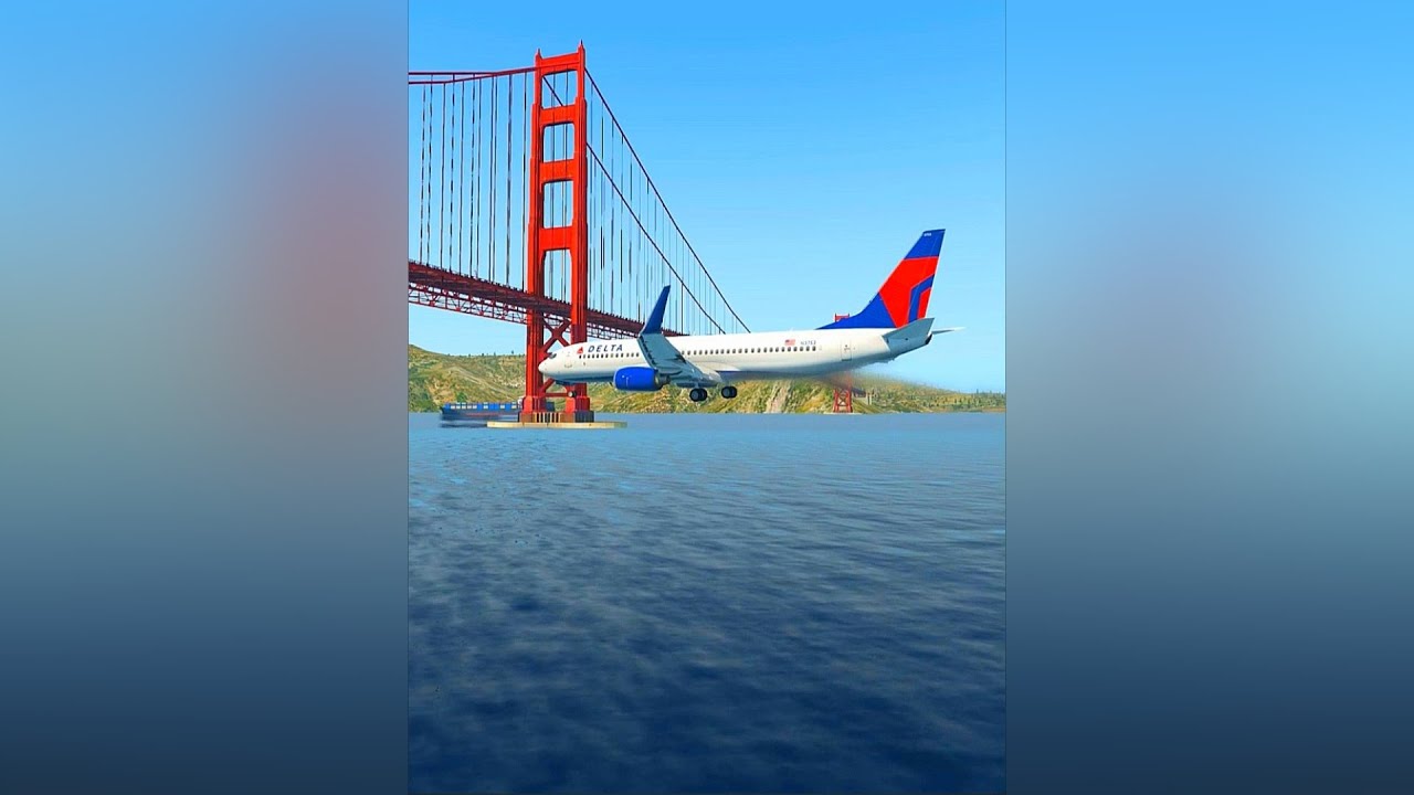 Airplane Boeing 737 flies under the Golden Gate Bridge / X-Plane 11 # ...