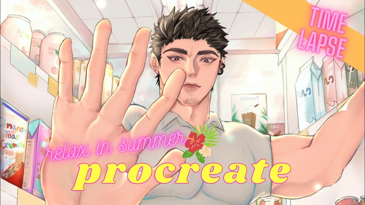 Time lapse | relax in summer! (My mascot) full CG | Procreate - YouTube