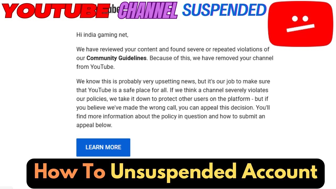 How To Restore Youtube Suspended Account Tutorial And Community ...