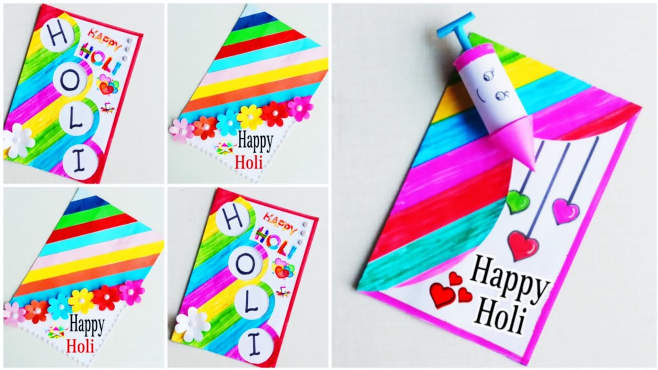 3 Easy and Beautiful Holi Card Ideas |Beautiful handmade Holi Card |How ...