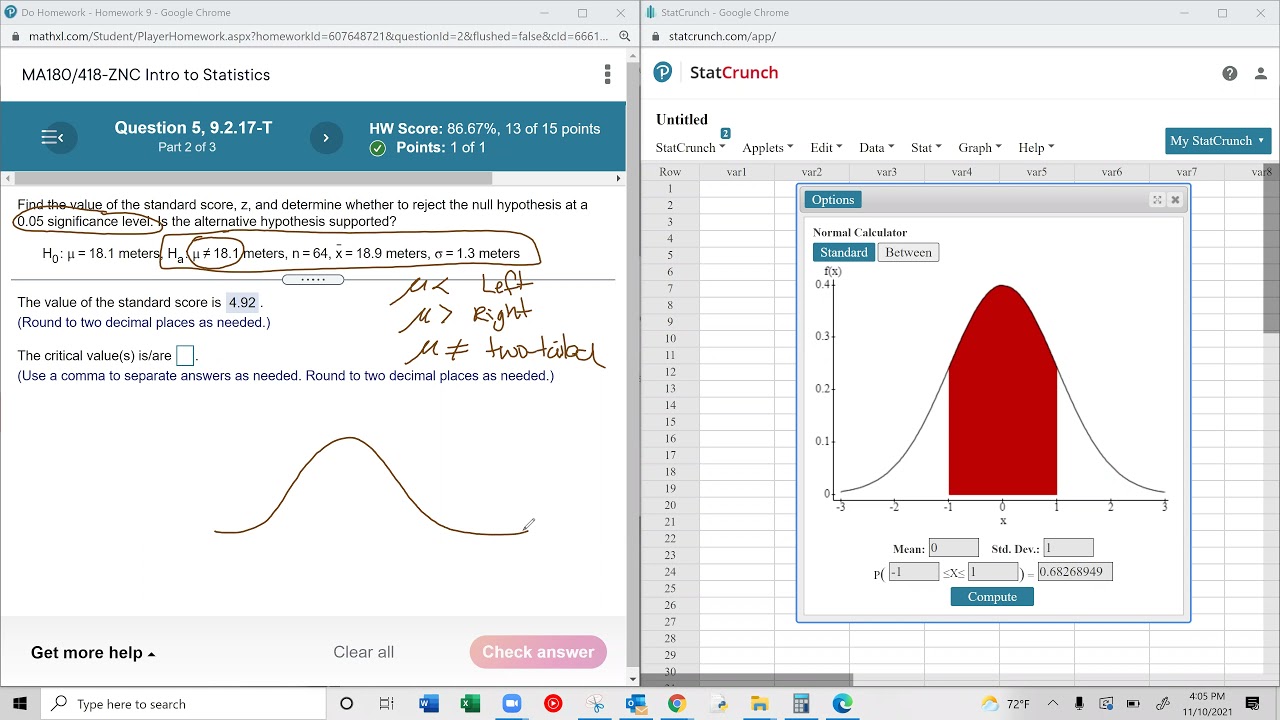 Critical Values Using StatCrunch - Two-Tailed Test - YouTube
