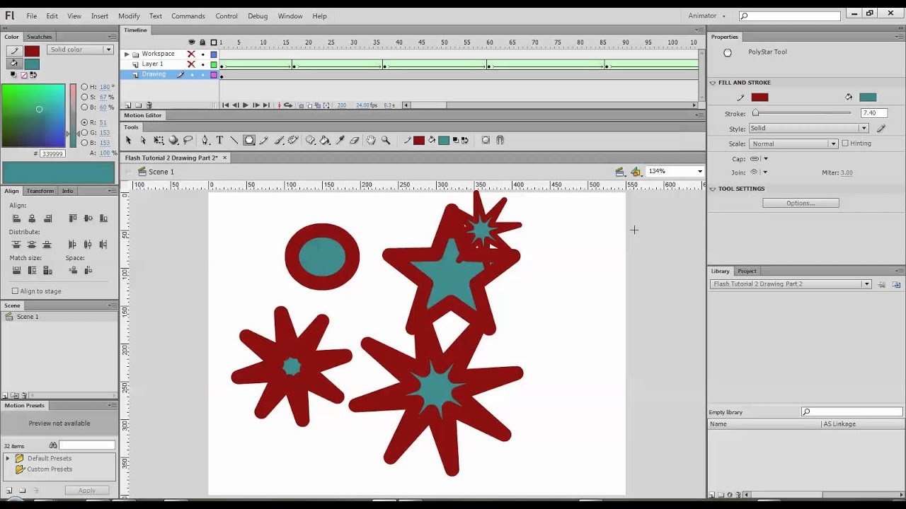 Adobe Flash Professional CS6 Tutorial 3 - Drawing Part 2 - YouTube