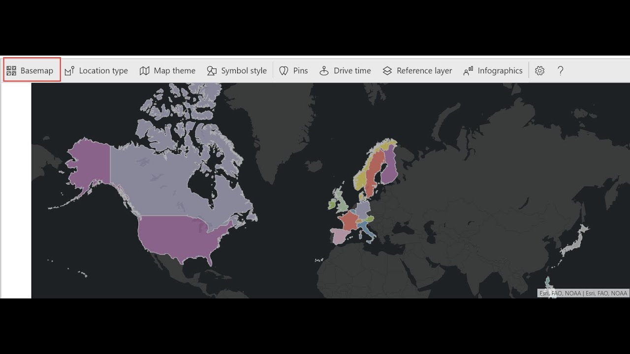 Selecting Base Map for ESRI Map visual Power BI - YouTube