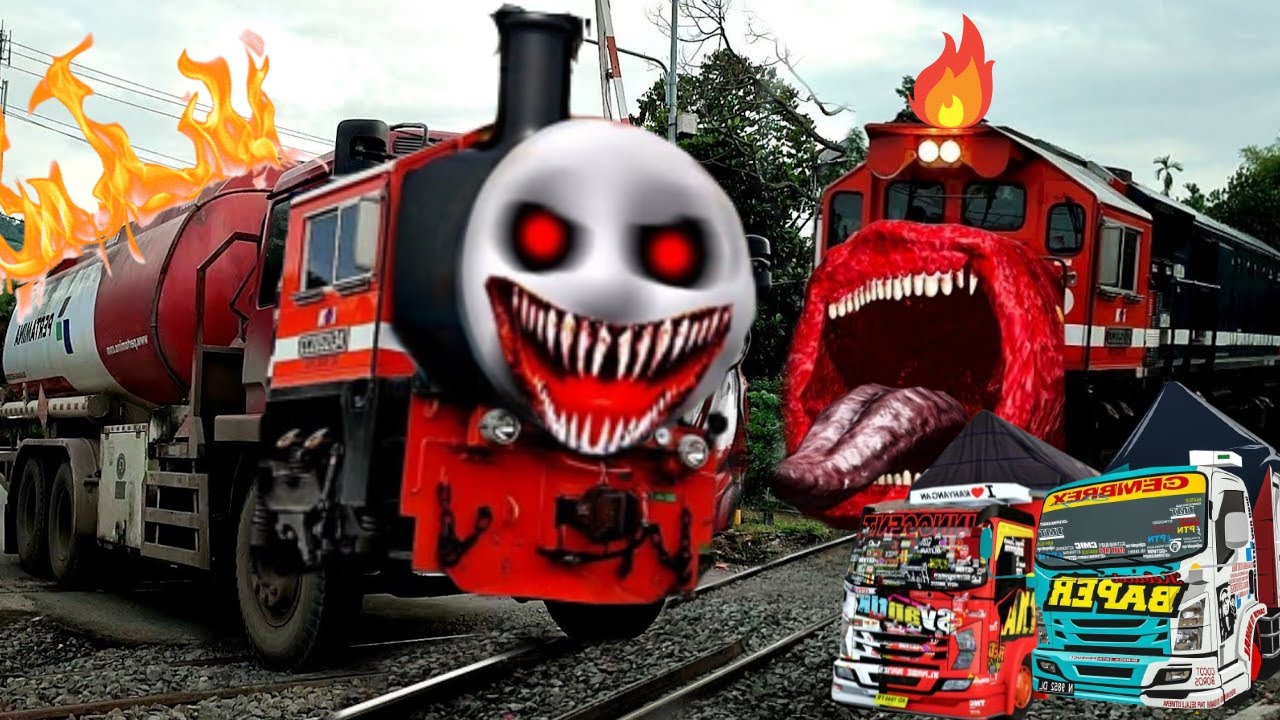 Long Trains Train Eater VS Telolet Buses, Tayo, Lani, Toto, Rogi, Chris & Max - YouTube