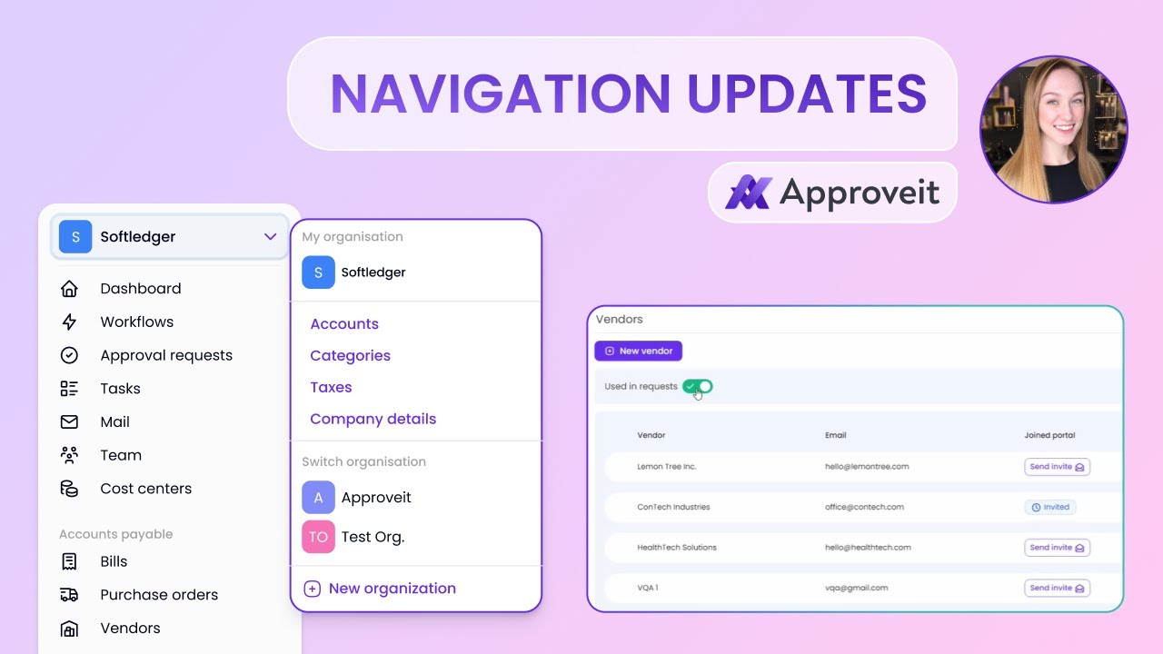 Navigatin updates: left side menu, organization picker and contracts ...