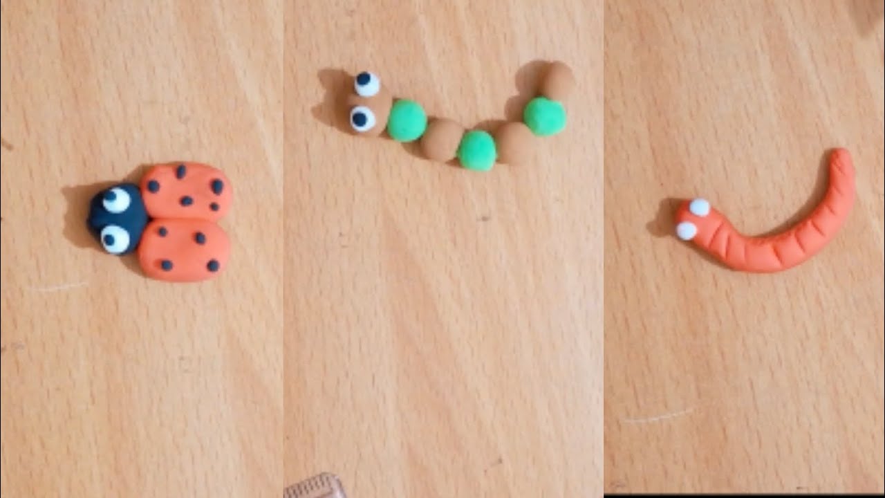 3 Easy Clay Art For Kids ! Clay LadyBug 🐞! Clay Caterpillar 🐛 ! Clay ...