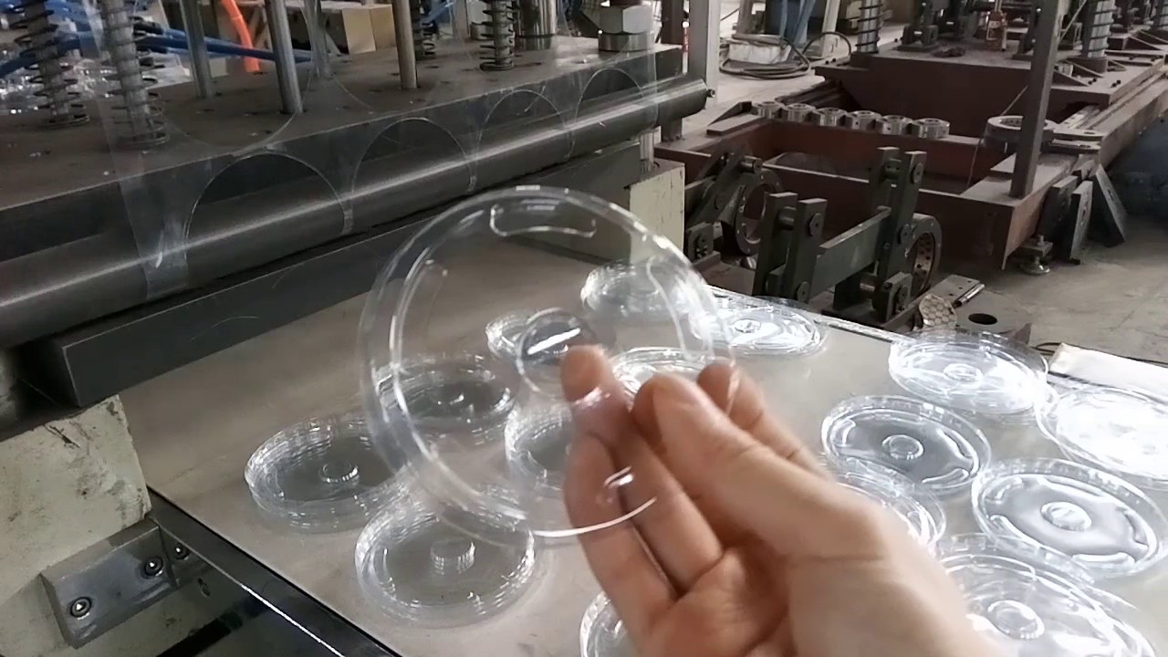 Automatic PVC lid thermoforming machine,lid making machine - YouTube