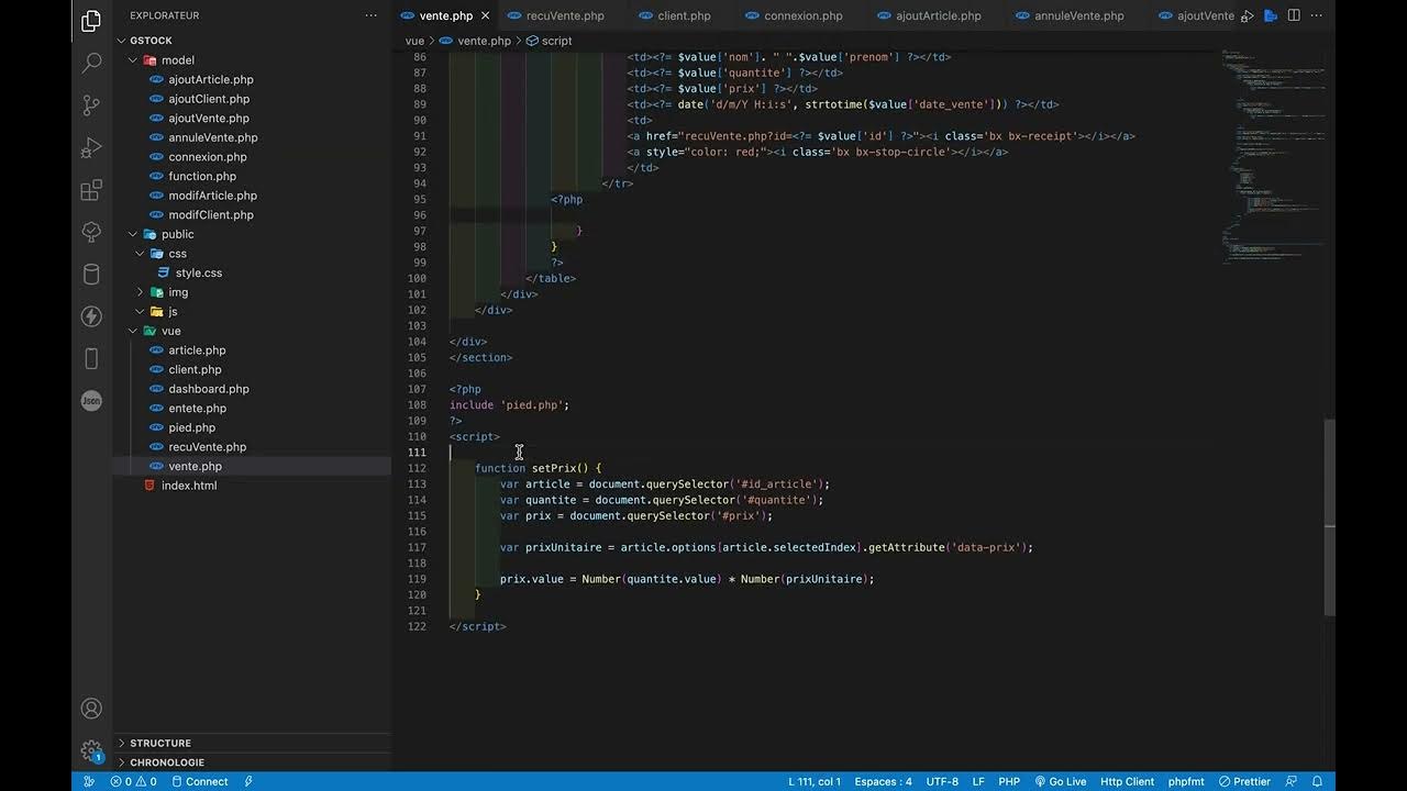 Simple application de gestion de stock avec PHP/MySQL - 11 - annuler une vente - YouTube