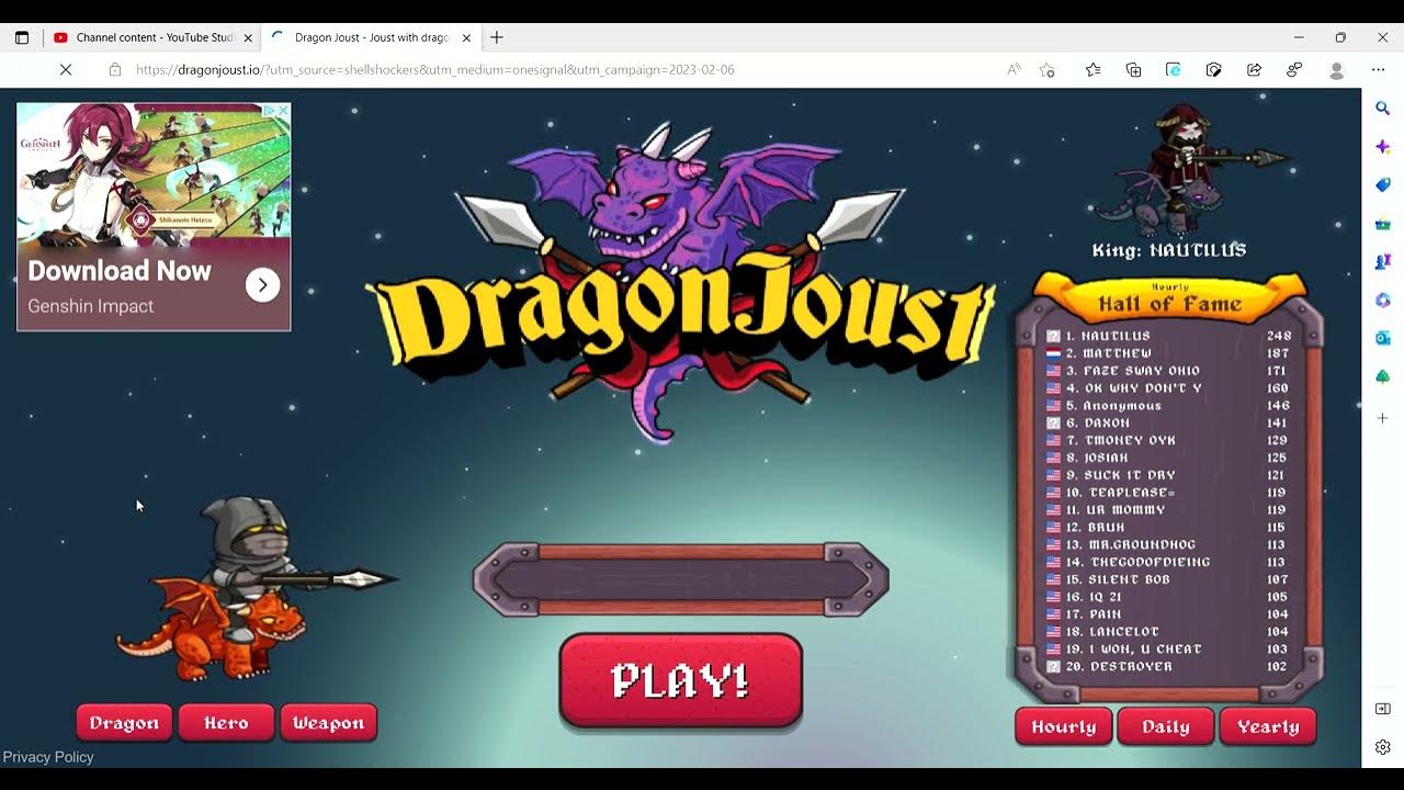NEW SHELL SHOCKERS GAME! (DRAGON JOUST BY BWD!) - YouTube