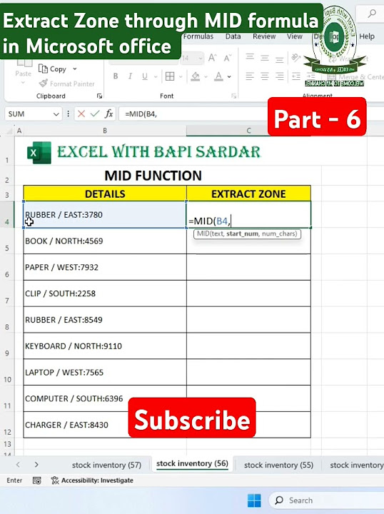 Part - 6 | Extract Zone through MID Function 🔥 in Ms Excel | #shorts #excelwithbapisardar # ...