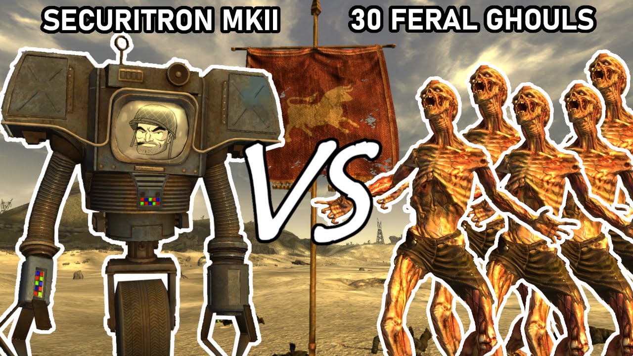 Can a Securitron MkII DEFEAT 30 Feral Ghouls? | Fallout New Vegas npc ...