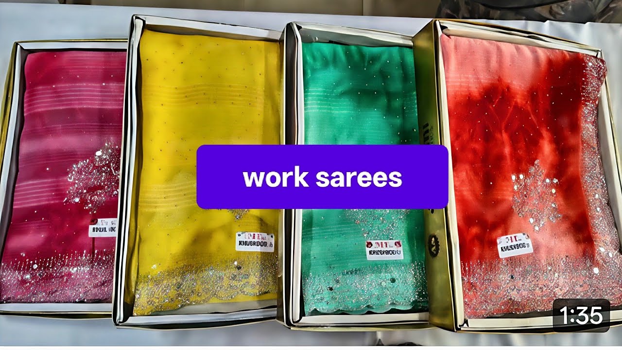 Stone work sarees|Sabari design work sarees|beautiful stone work sarees ...