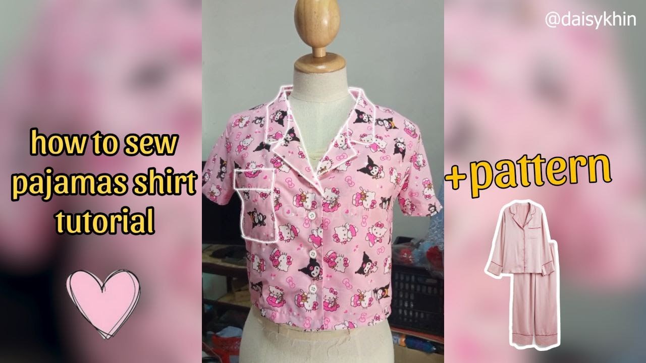 how to sew pajamas shirt pattern + sewing tutorial #beginnerfriendly ...