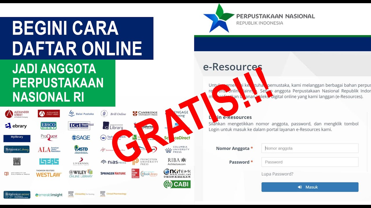 CARA DAFTAR ANGGOTA PERPUSTAKAAN NASIONAL RI | GRATIS!!! - YouTube