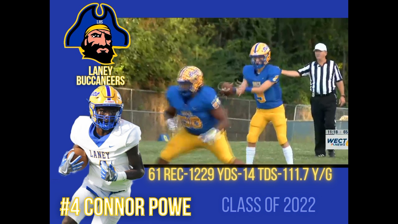 WR, Connor Powe #4 Laney Buccaneer Football TV Highlights 2021. - YouTube