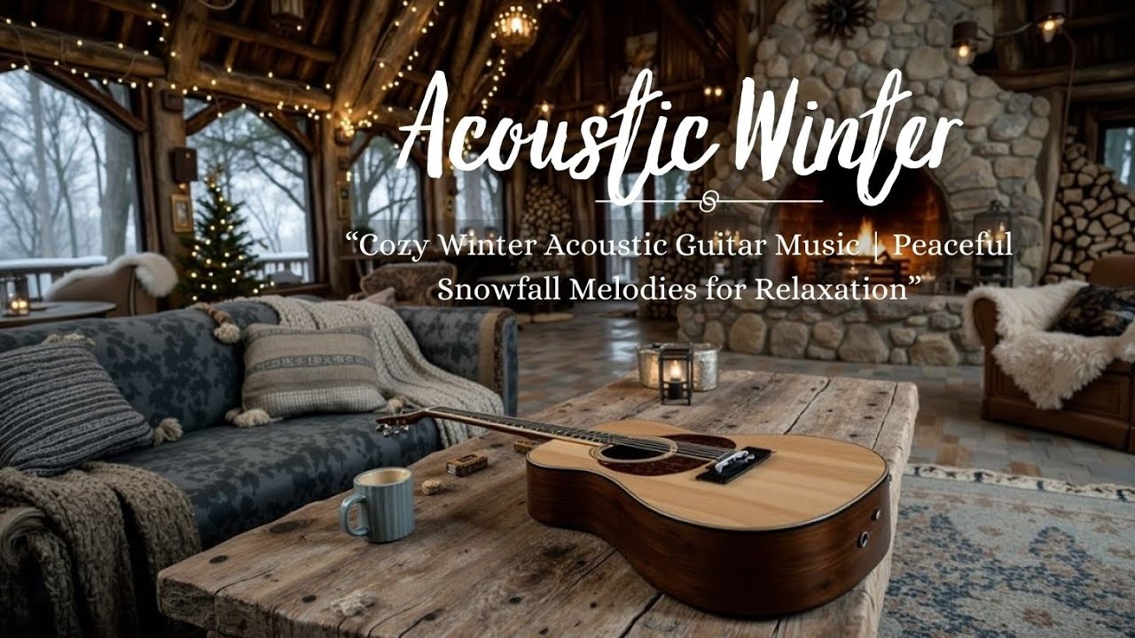 Cozy Winter Acoustic Guitar Music | Peaceful Snowfall Melodies for ...