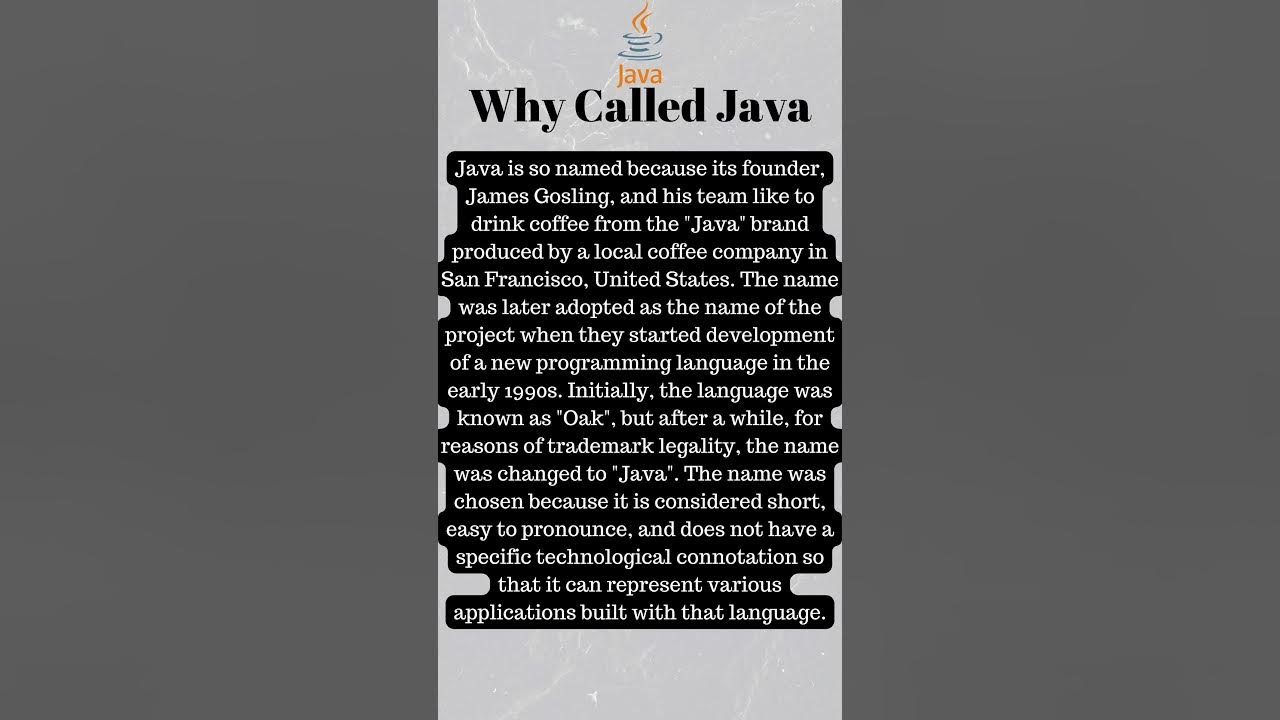 Why Called Java Java Javaprogramming Javascript Javatutorial Youtube