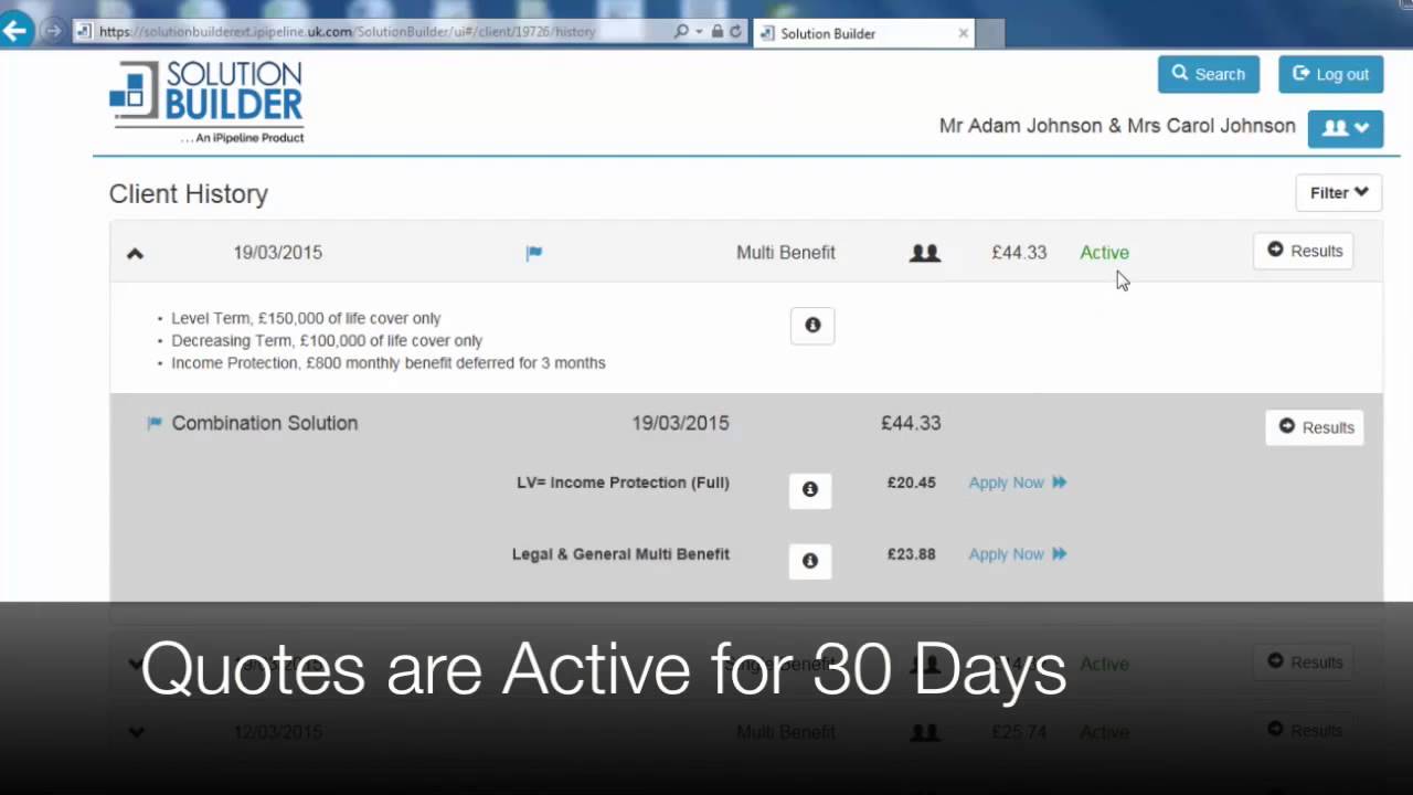 Solution Builder Tutorial Client History - YouTube