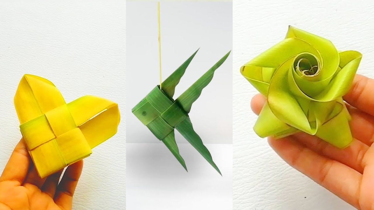 3 Excellent ideas!! How To Make Coconut Leaf craft | Coconut Leaves ...