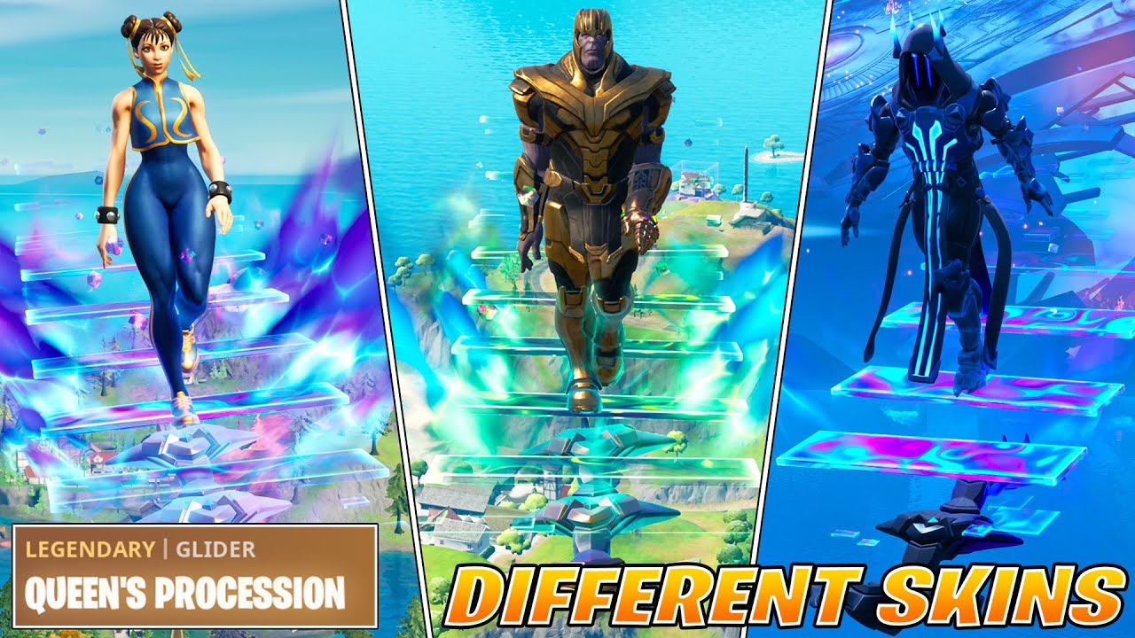 The Cube Queen Glider(Queen's procession) on Different Skins! Chun Li ...