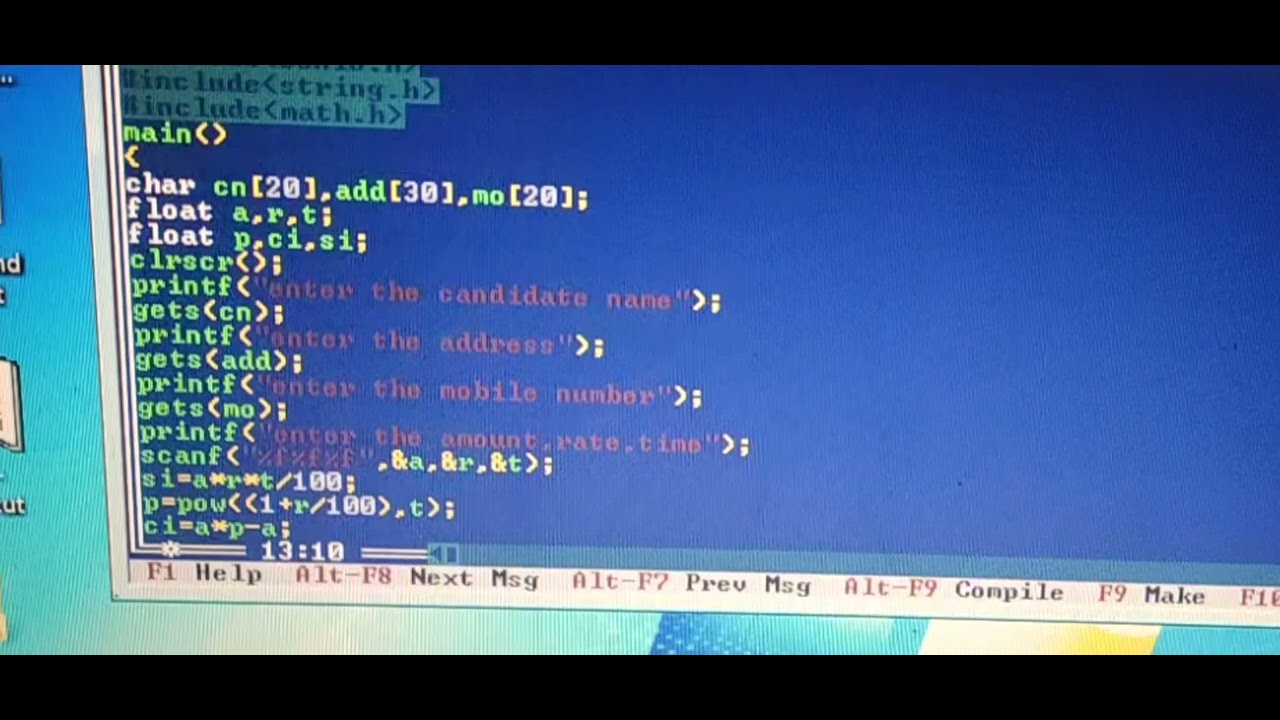 print strings,si and ci in c language - YouTube