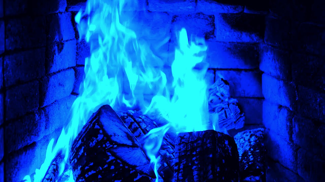 blue fireplace 4k 12 hourse ~ crackling fire sounds - YouTube