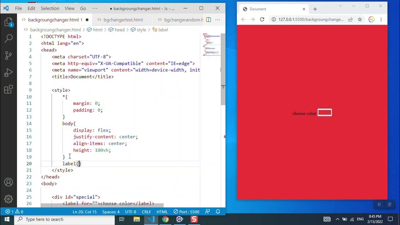 Background color changer in JavaScript JavaScript applicatios JavaScript tutorials for beginners ...