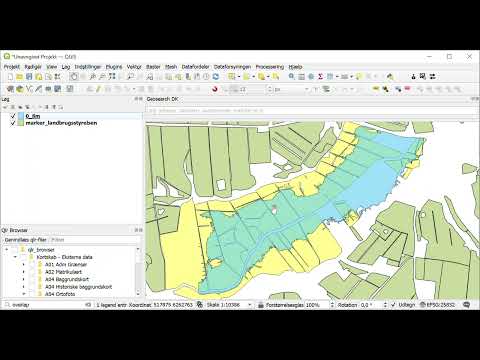 QGIS 3. Overlap: vælg ud fra placering, clip og arealberegning - YouTube
