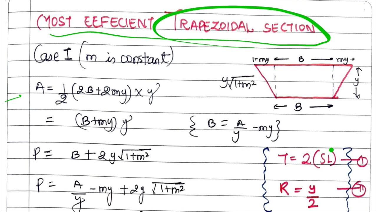 Open channel flow-9 | most efficient trapezoidal section-l | Shubham sarathe #fluid mechanics ...