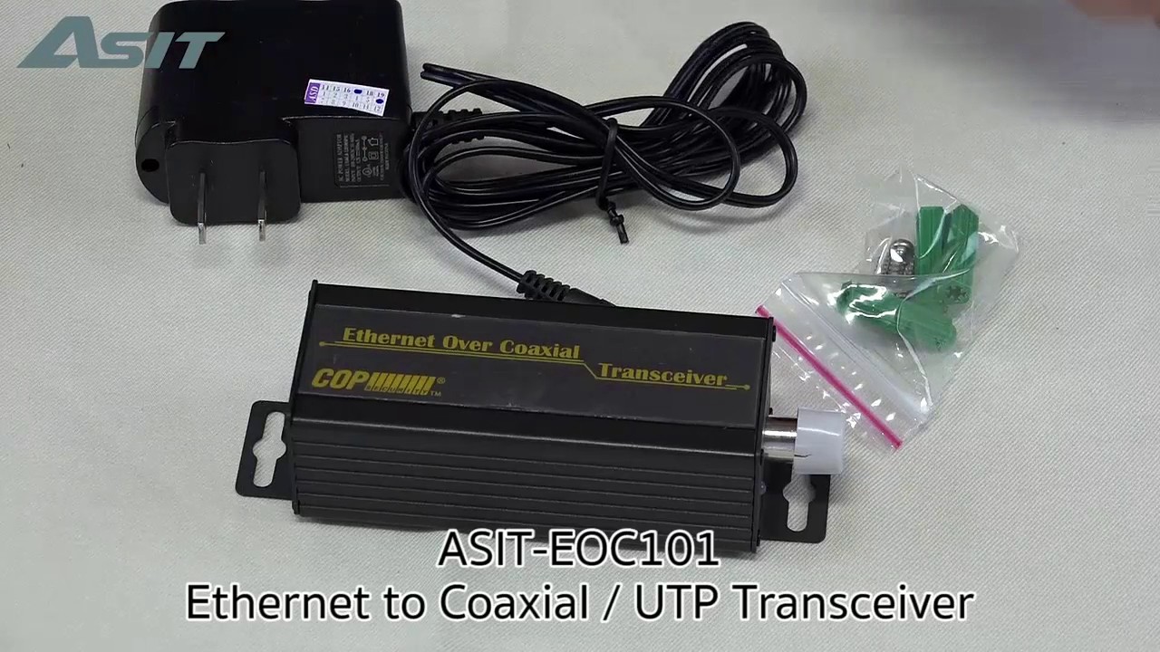 Ethernet to Coaxial / UTP Transceiver แบบ 1 ช่อง รุ่น ASIT- EOC101 ...
