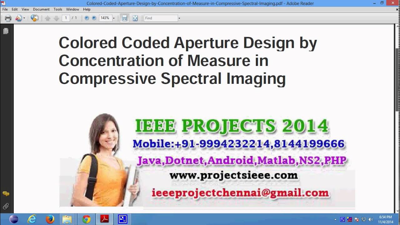 Colored Coded Aperture Design by Concentration of Measure in Compressive Spectral Imaging - YouTube