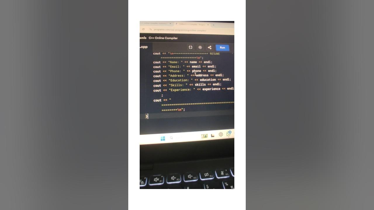 Resume using c++ #coder #coding #resumebyc++ #c++ #c #switchtotech #19 #trading #viral - YouTube