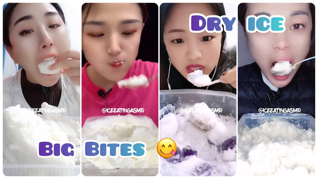 [ASMR] POWDERY SOFT ICE & DRY ICE EATING 🤍🤤 & SQUEAKY ICE EATING VIDEOS ...