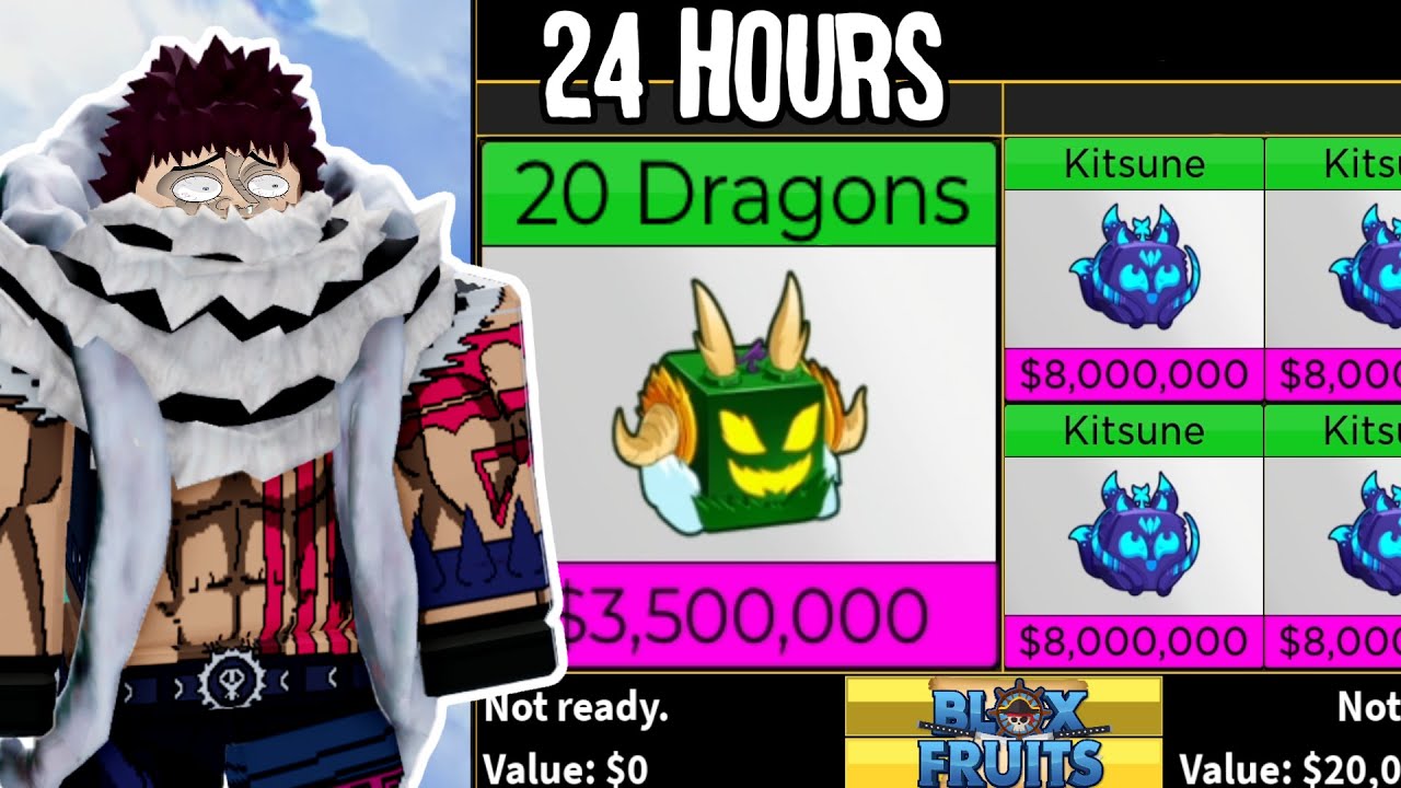 Trading DRAGON FRUITS for 24 Hours in Blox Fruits - YouTube