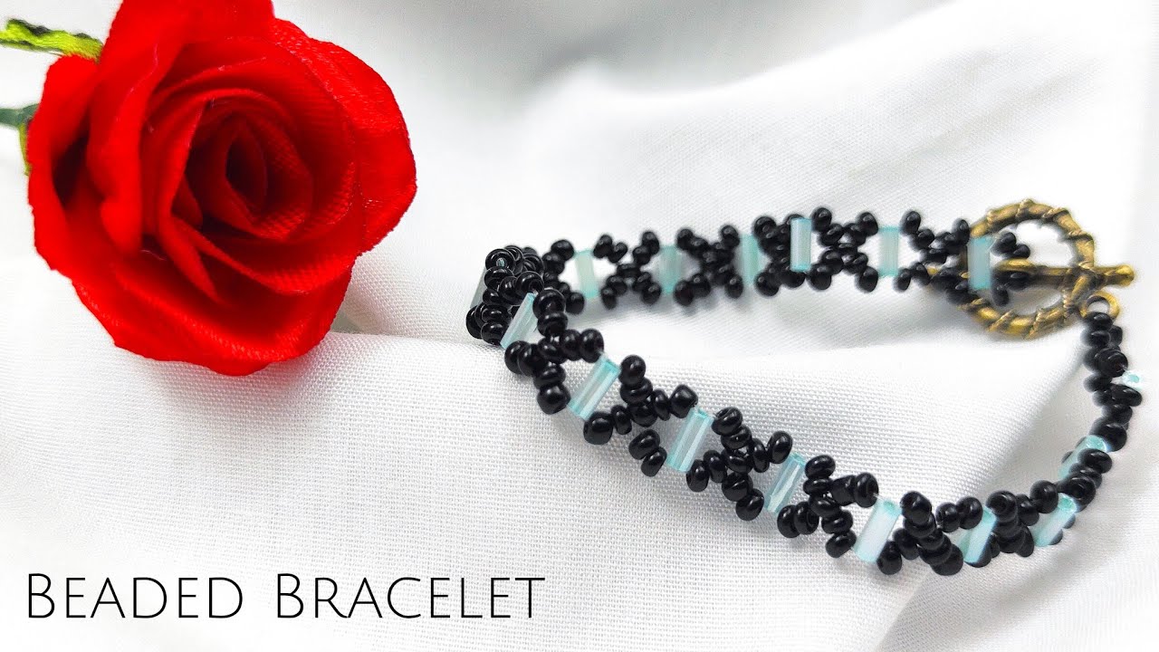 DIY beaded bracelet/ X pattern sand beads bracelet tutorial easy - YouTube