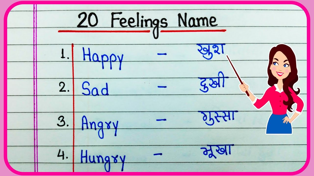 Feelings name in English and Hindi | Emotions and Feelings Vocabulary ...