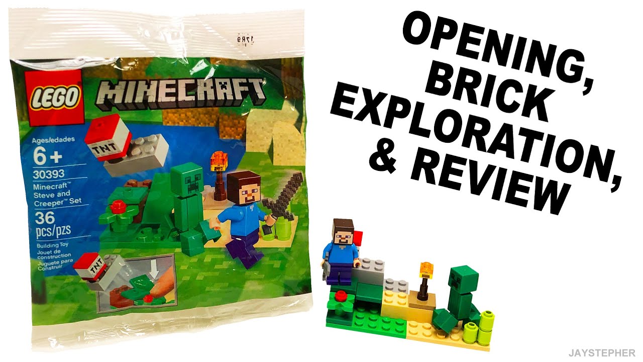 LEGO MInecraft - Steve And Creeper Opening & Review 30393 - YouTube