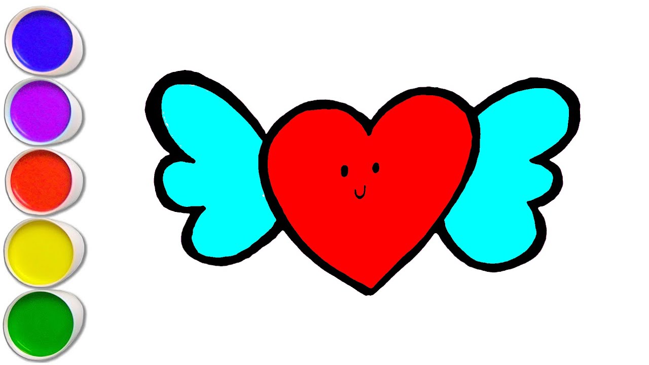 How To Draw A Heart With Wings - Kids Drawins | Art For Toddlers - YouTube