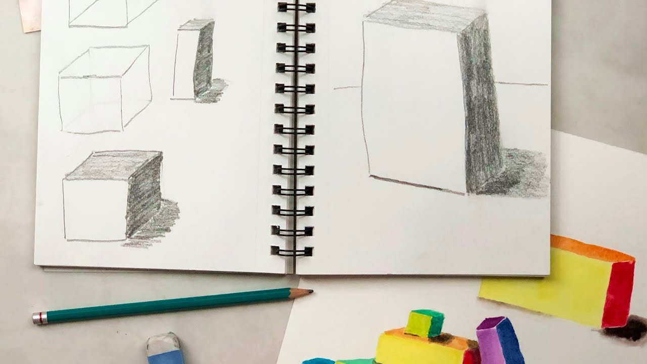 Drawing an Easy 3d Cube Step by Step with Shading - YouTube