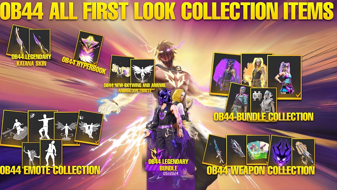 OB44 ALL FIRST COLLECTION ITEMS OF FREE FIRE | OB44 LEGENDARY BUNDLE ...