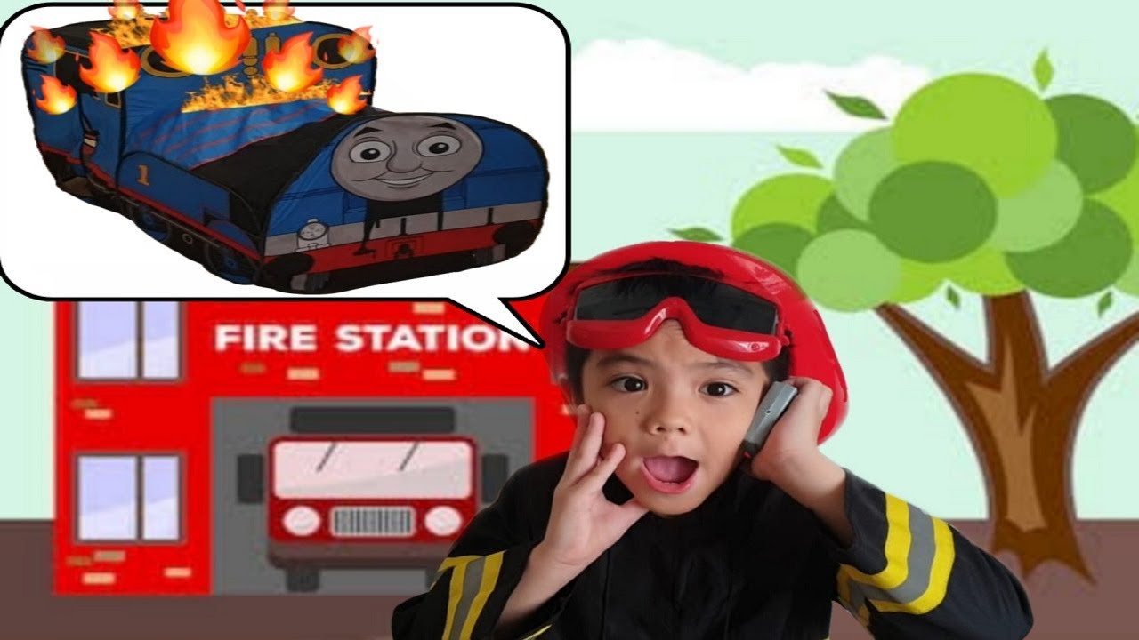 Fireman Song | Fire Fighter Cole saves Thomas the Train from burning ...