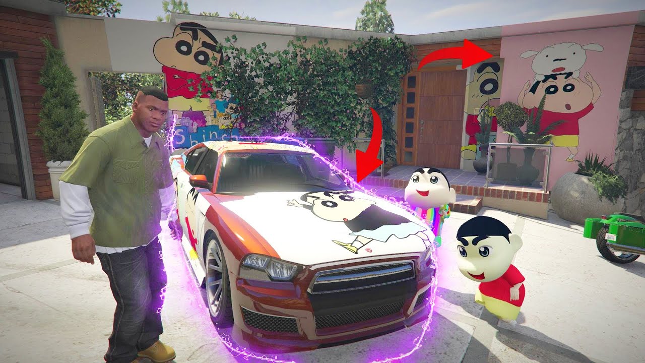 GTA 5 : Franklin Upgrading His Car And Bike Into Shinchan & Pinchan Car ...