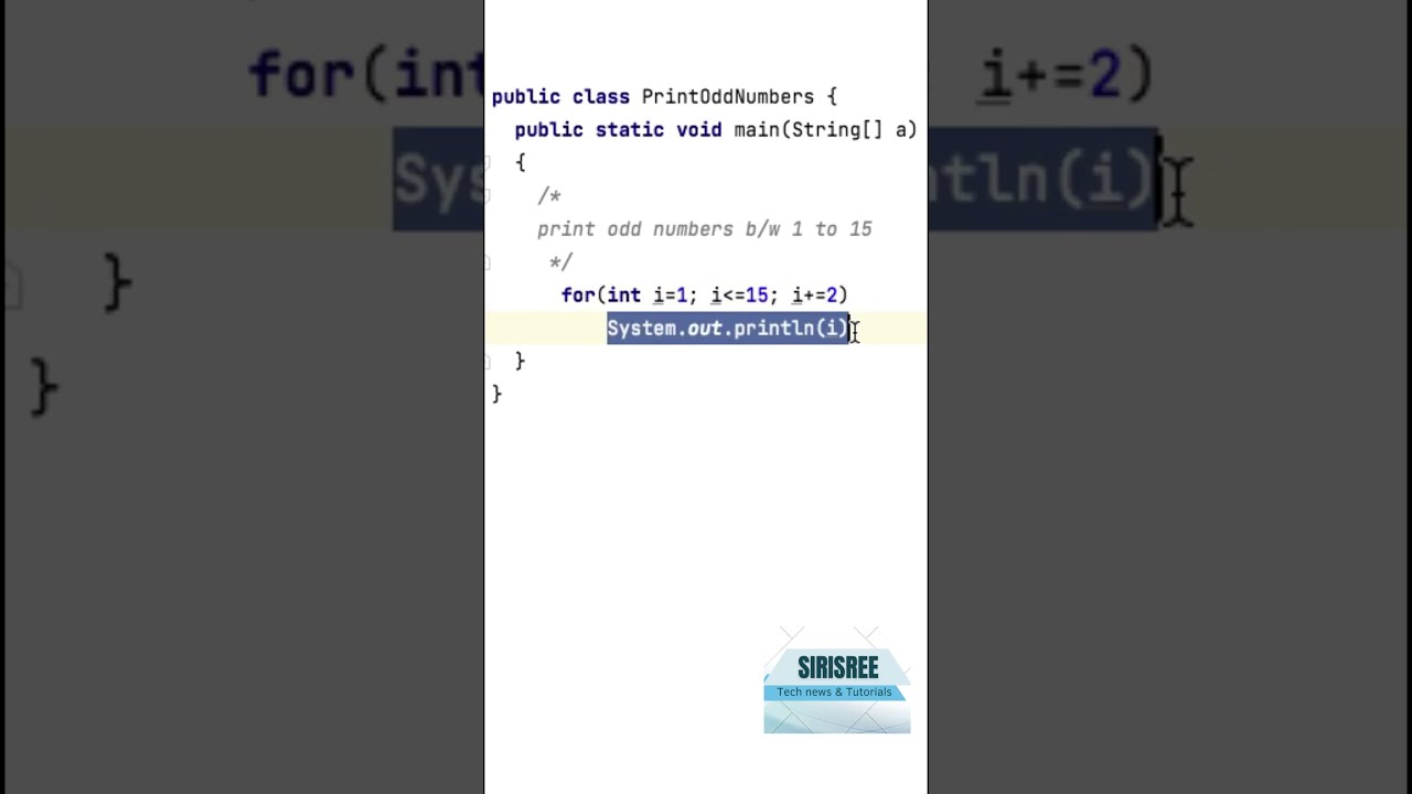 PRINT ODD NUMBERS IN JAVA YouTube PRINT ODD NUMBERS IN JAVA YouTube
