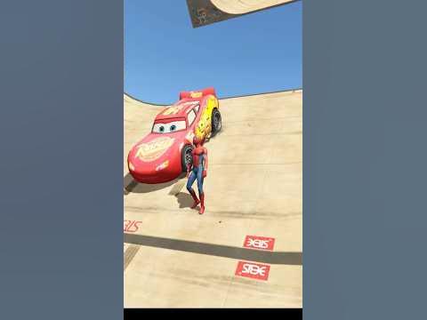 GTA 5 Epic Ragdolls Lightning McQueen Vertical Mega Ramp Challenge ...