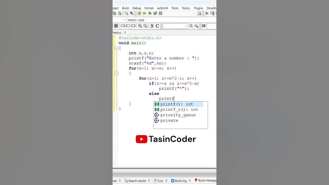 Star Pattern 5 Program In C Language Tasincoder Youtube