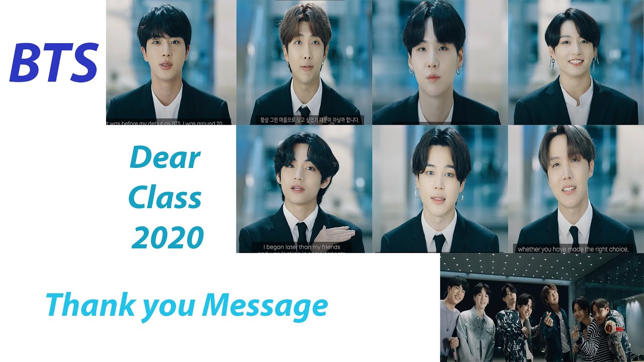 BTS Dear Class 2020 ||Thank you Message to BTS 1080p - YouTube