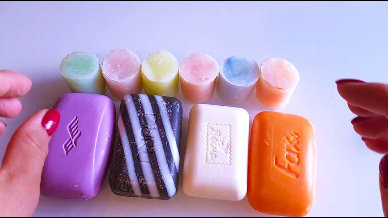 colored soap barrels, cut the soap into cubes - YouTube