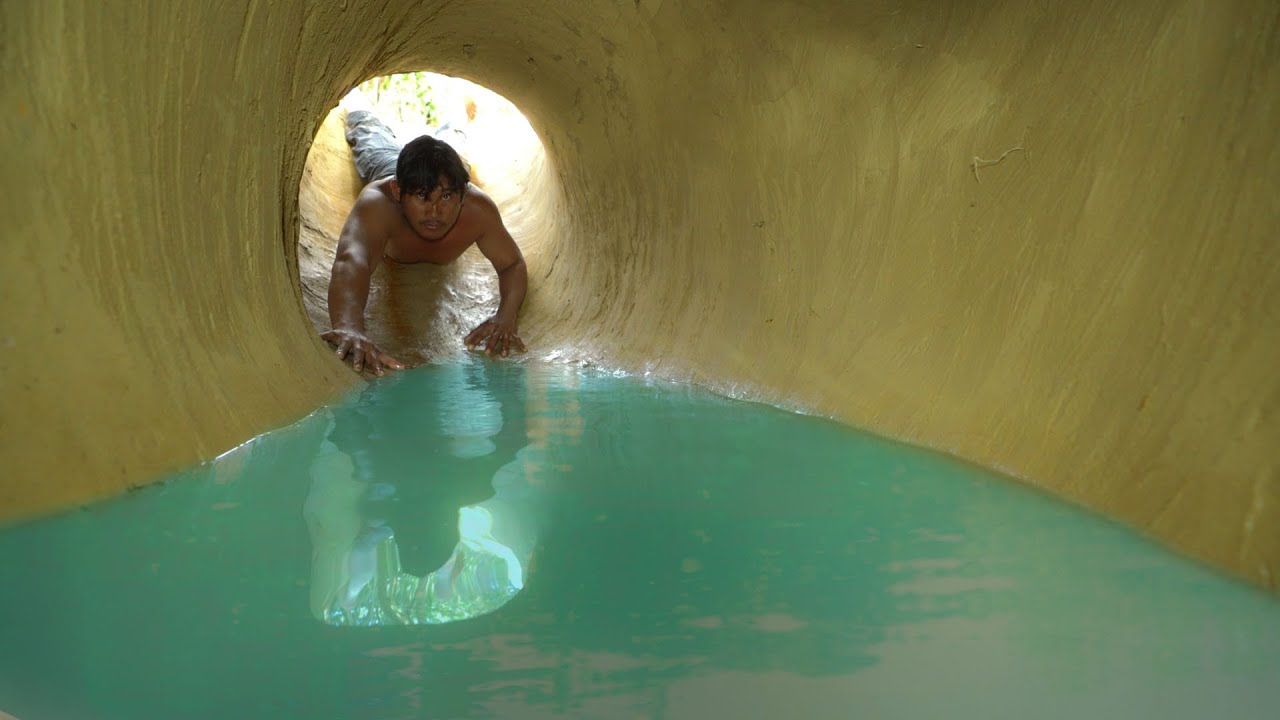 41Day We Build Temple Underground House Water Slide To Tunnel ...