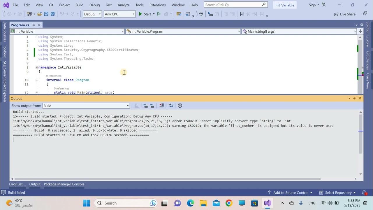 Variables And INT Data Type - YouTube