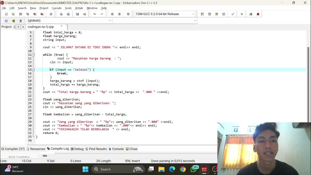 PEMBAHASAN TUGAS ALPRO SISTEM KASIR NOMOR 5 (SOAL MANDIRI) - YouTube